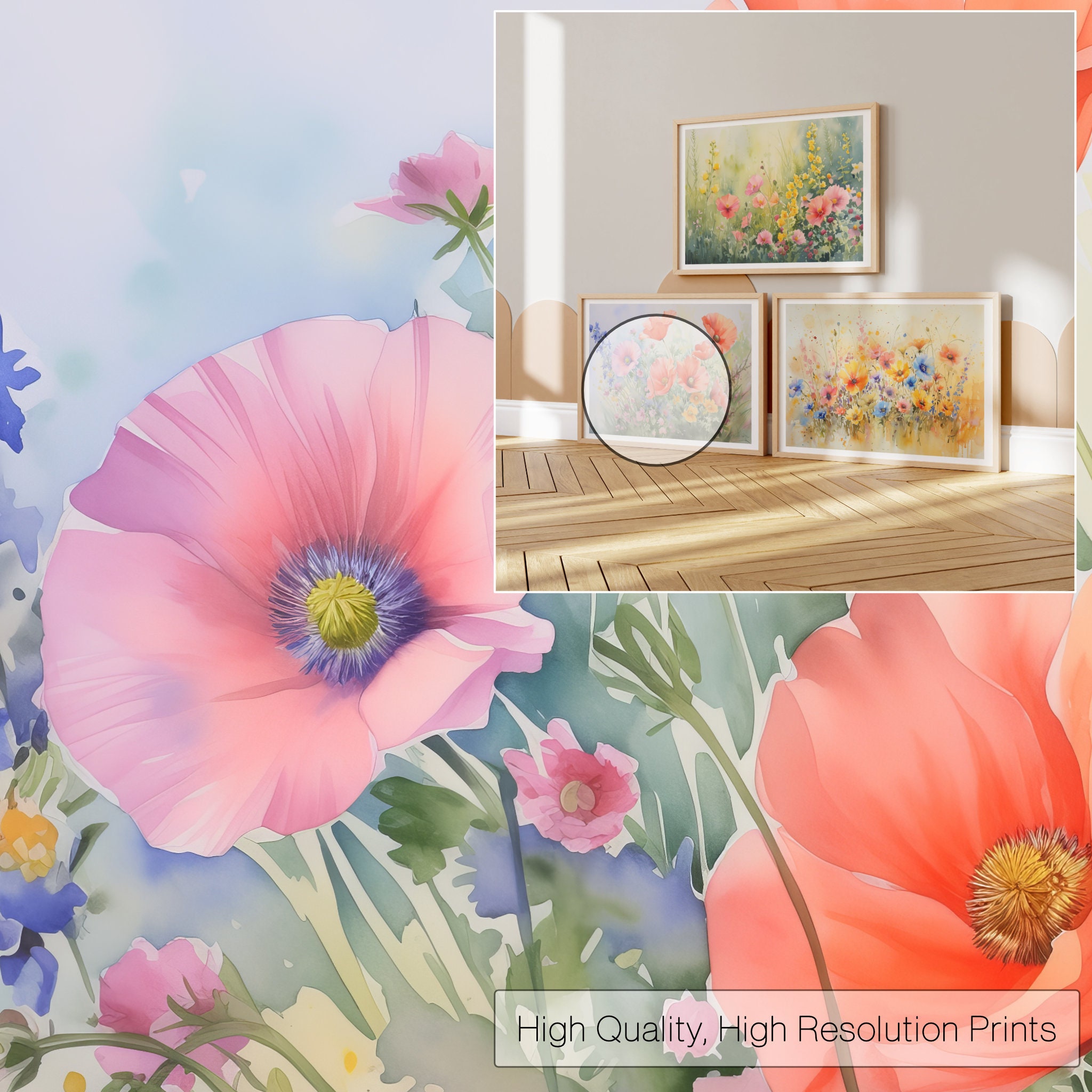 Colorful Watercolor Painting of Wildflowers Flower Market Inspired ...