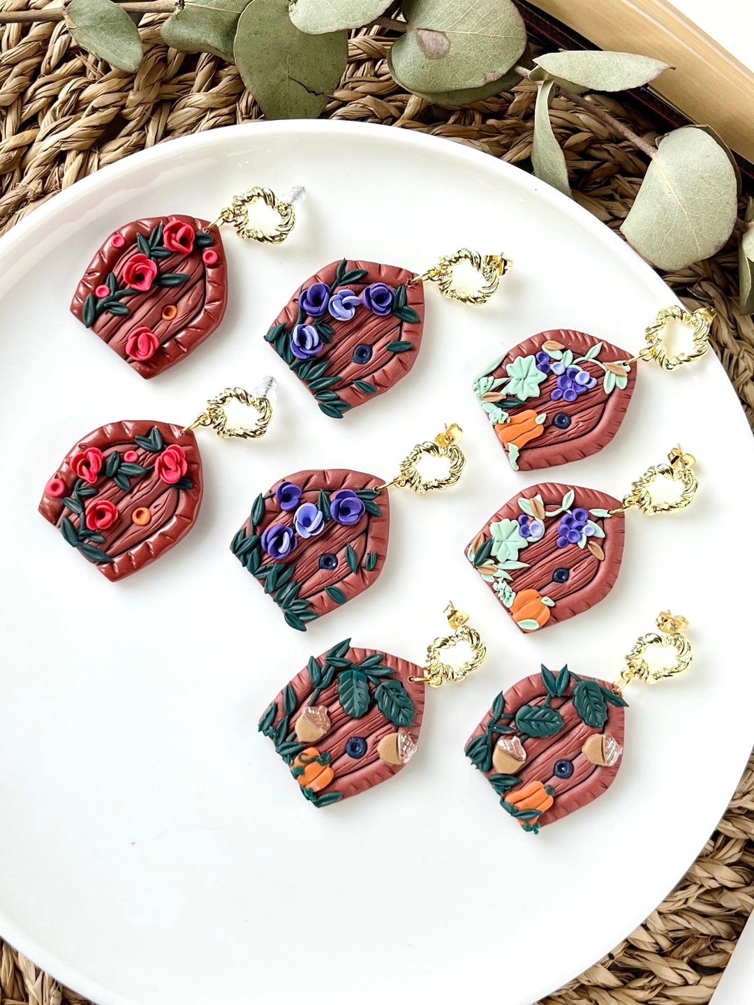 Polymer Clay Hobbit Door, Cottage Core Earrings, Miniature Fairy ...