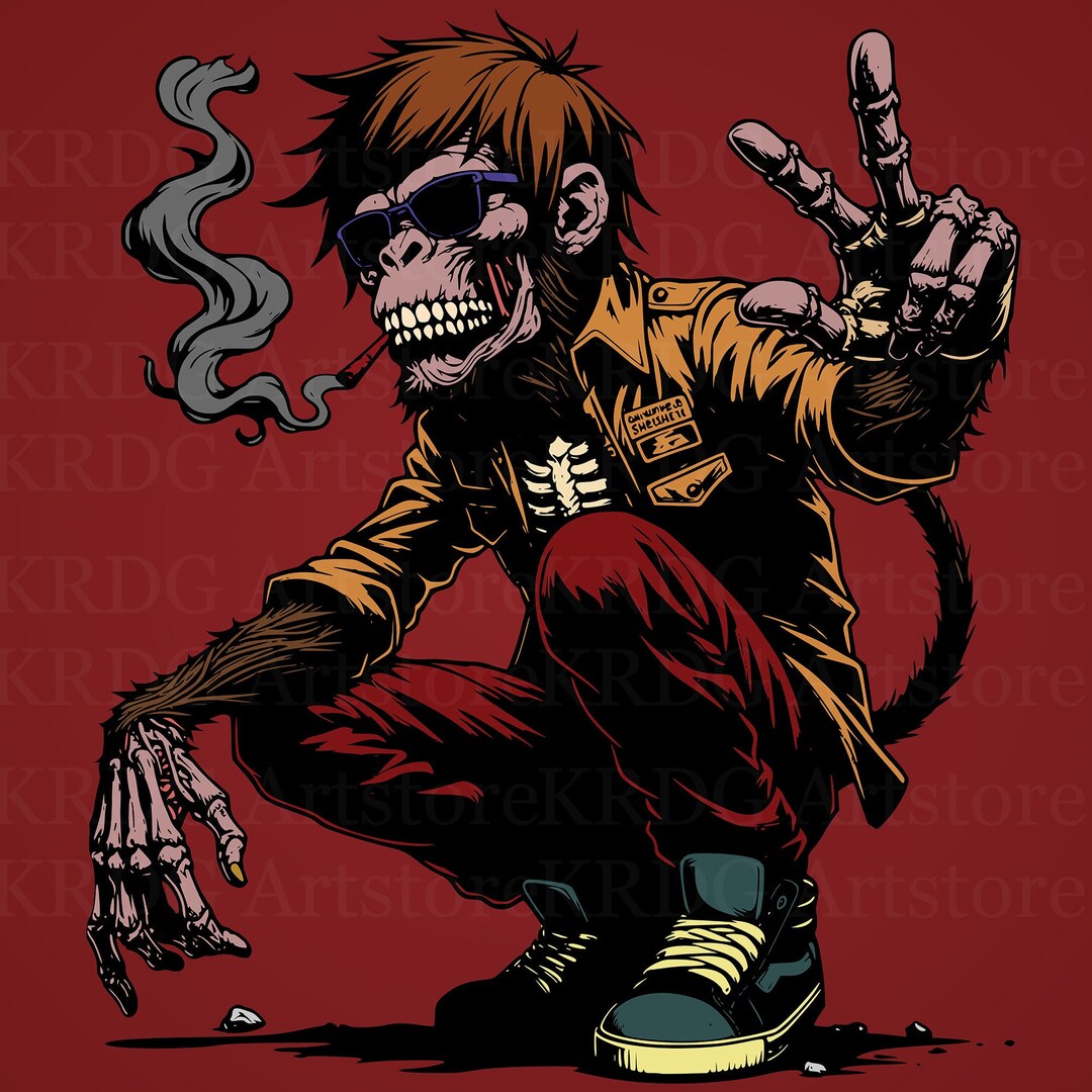 Undead Ape Zombie Monkey Smoking Streetwear Art Digital File - Etsy