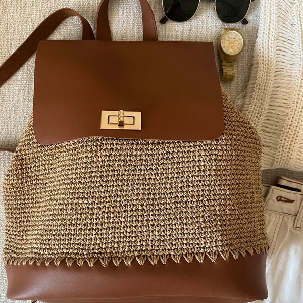 Boho Leather Backpack - Etsy