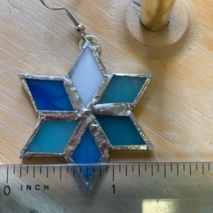 Ninja Star Rainbow Stained Glass Earrings, Color Wheel, Blue, Gold ...