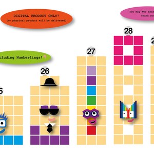 Numberblocks Stickers 20-29 including Numberlings PDF / PNG Instant ...