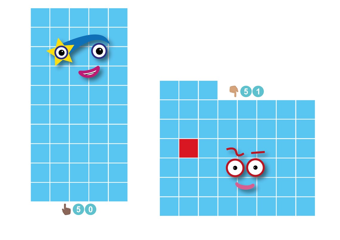 Numberblocks Face Stickers 50-59 Instant Download PDF PNG | Etsy España