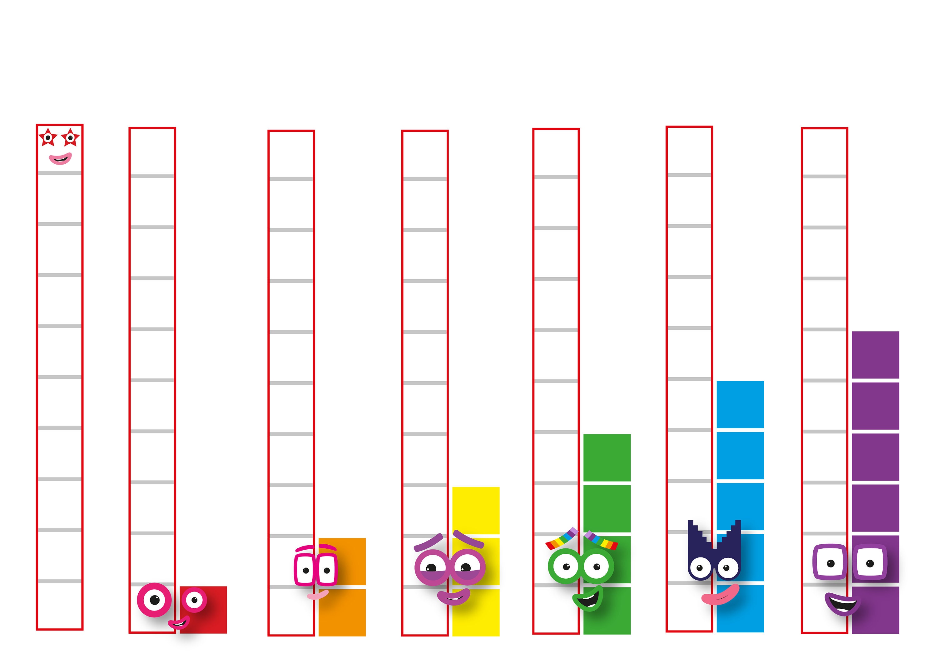 Numberblocks Face Stickers 1-19 Instant Download PDF PNG | Etsy UK