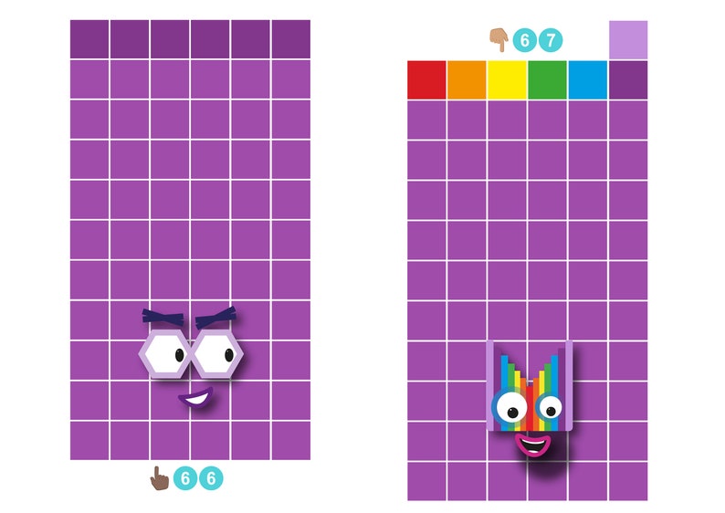 Numberblocks Face Stickers 60-69 Instant Download PDF PNG | Etsy New ...