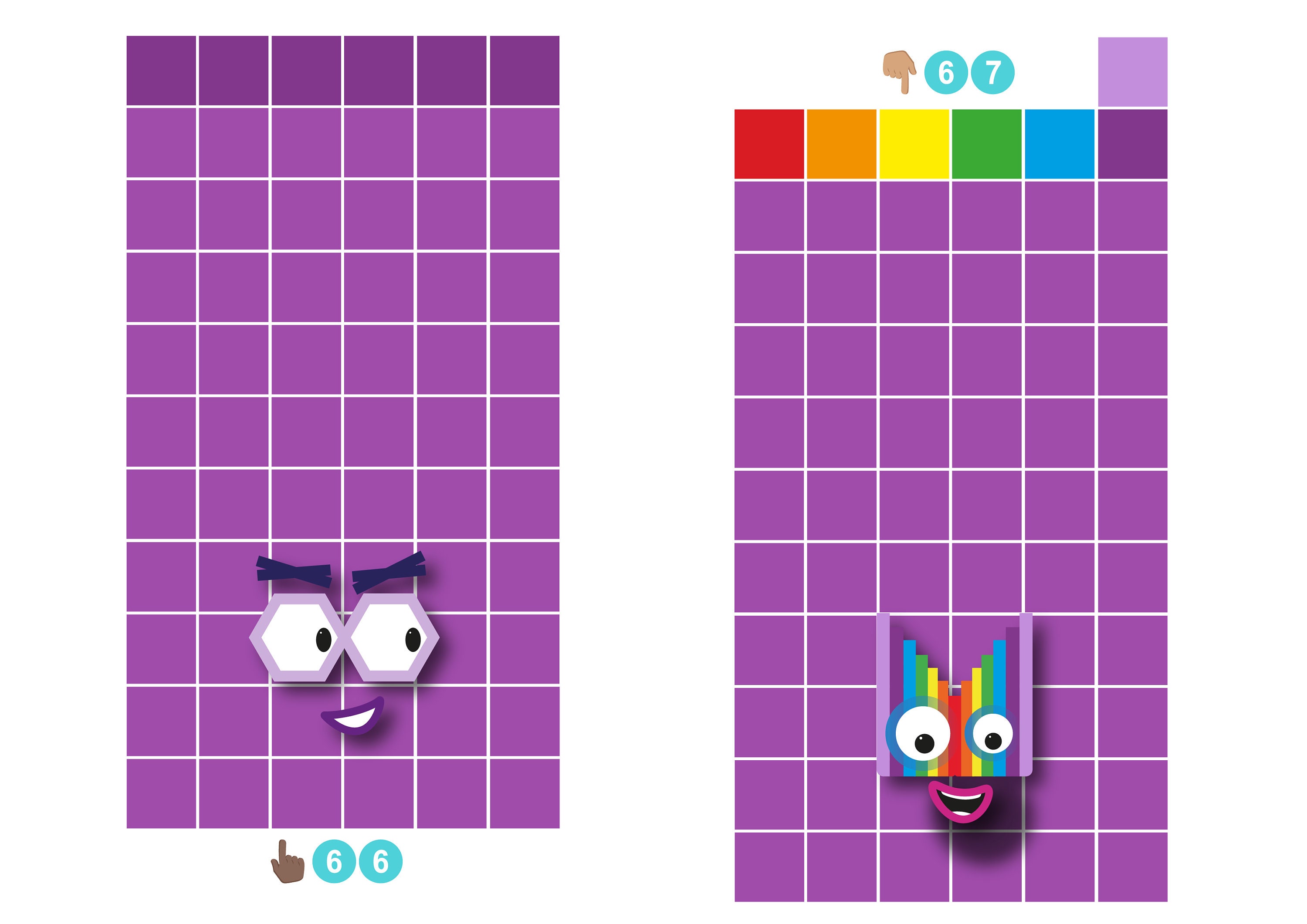 Numberblocks Face Stickers 60-69 Instant Download PDF PNG | Etsy New ...