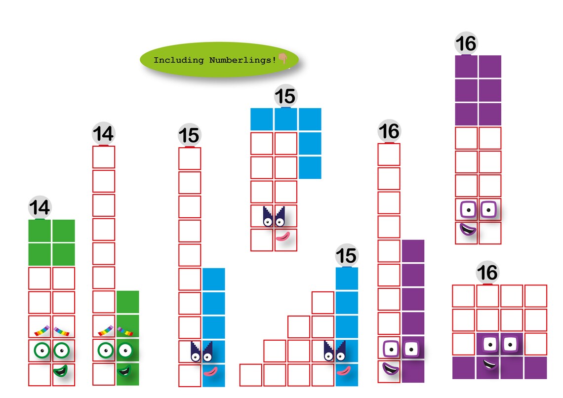 Numberblocks Stickers 1-19 including Numberlings PDF / PNG Instant ...
