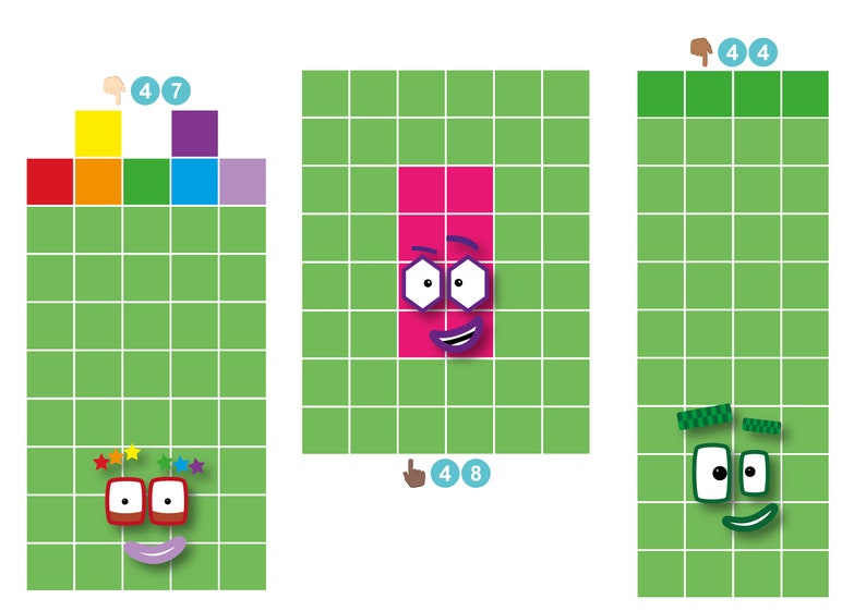 Numberblocks Face Stickers 40-49 Instant Download PDF PNG | Etsy