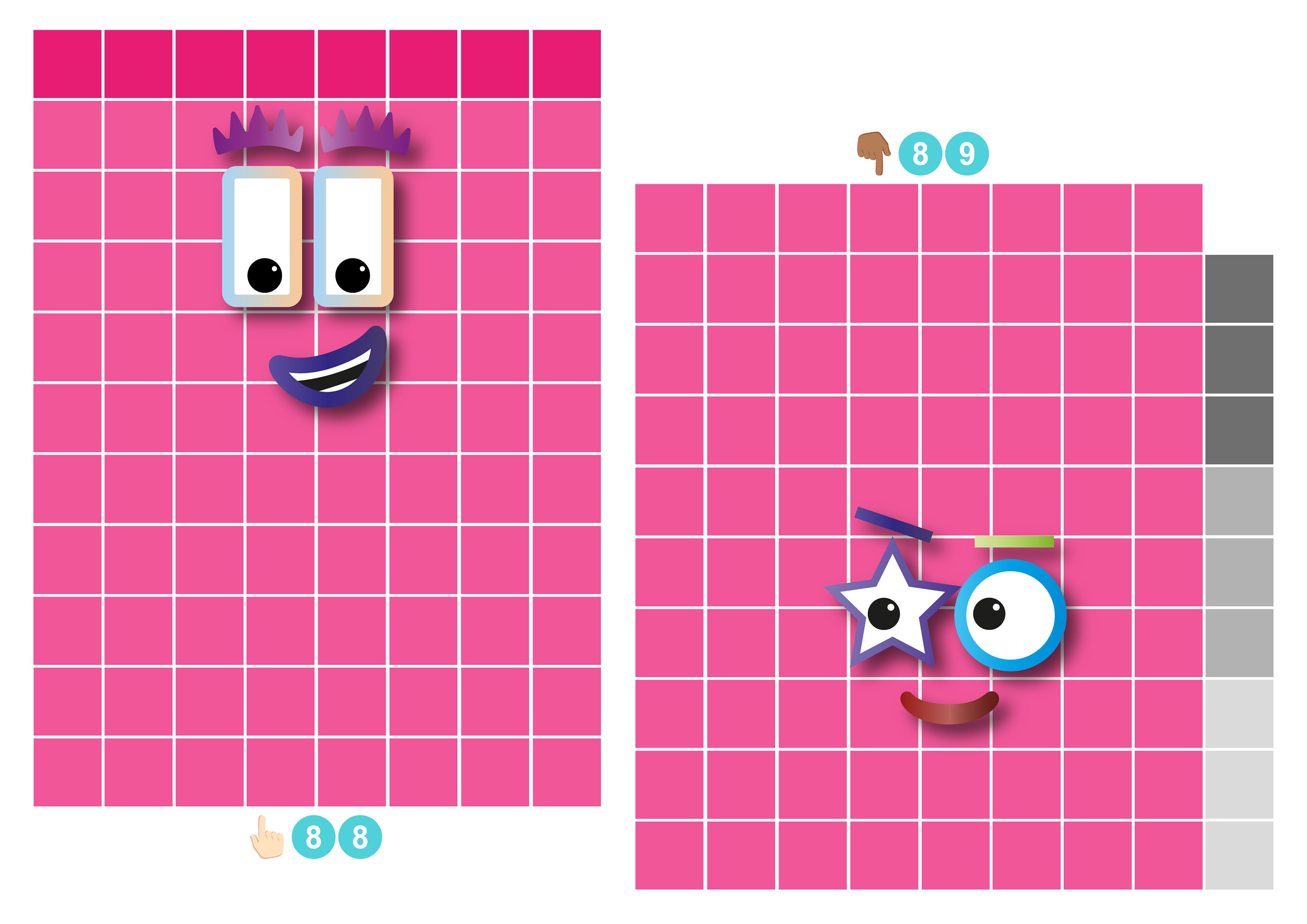 Numberblocks Face Stickers 80 89 Instant Download Pdf Png Etsy Uk