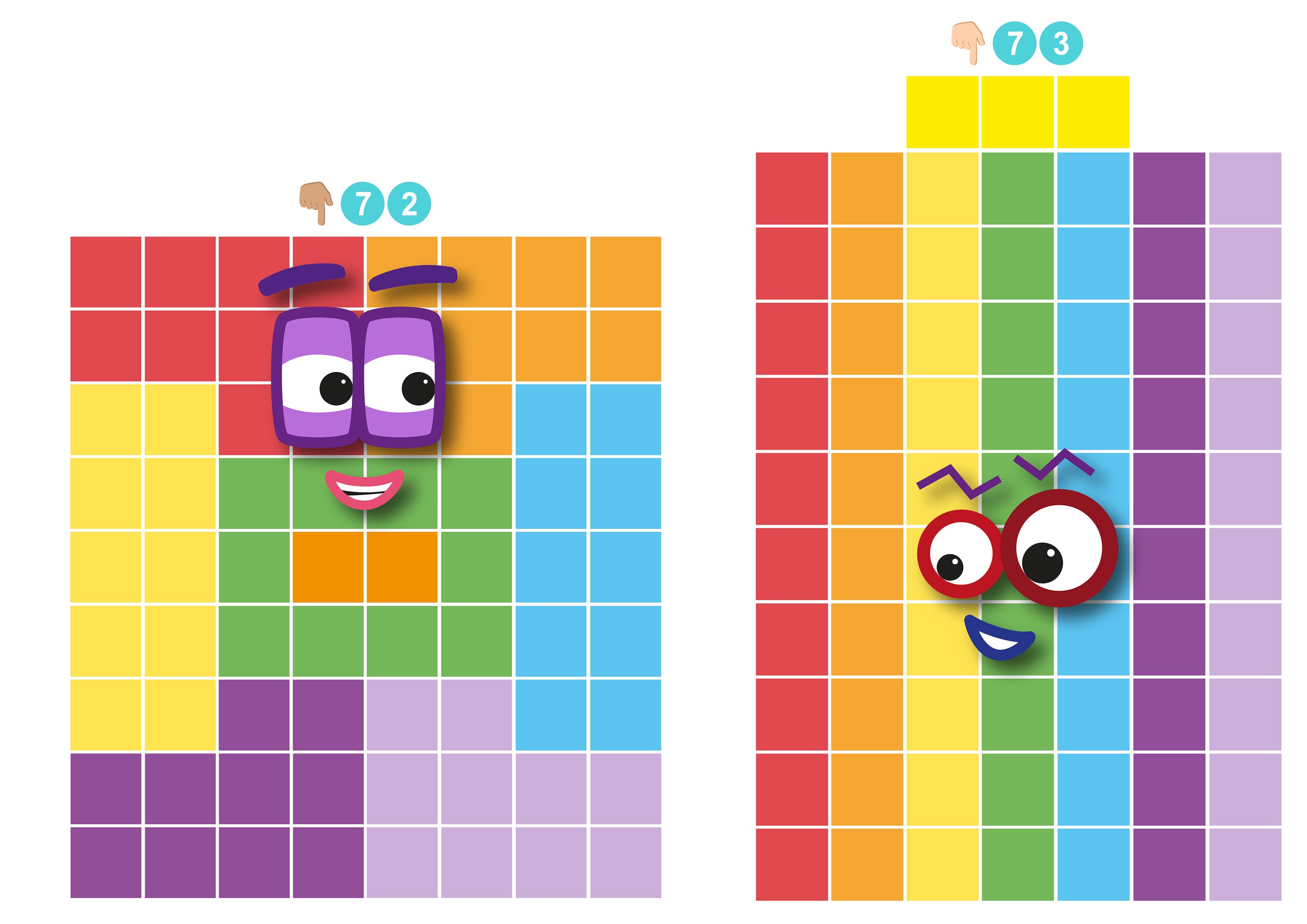Numberblocks Face Stickers 70-79 Instant Download PDF PNG | Etsy Ireland