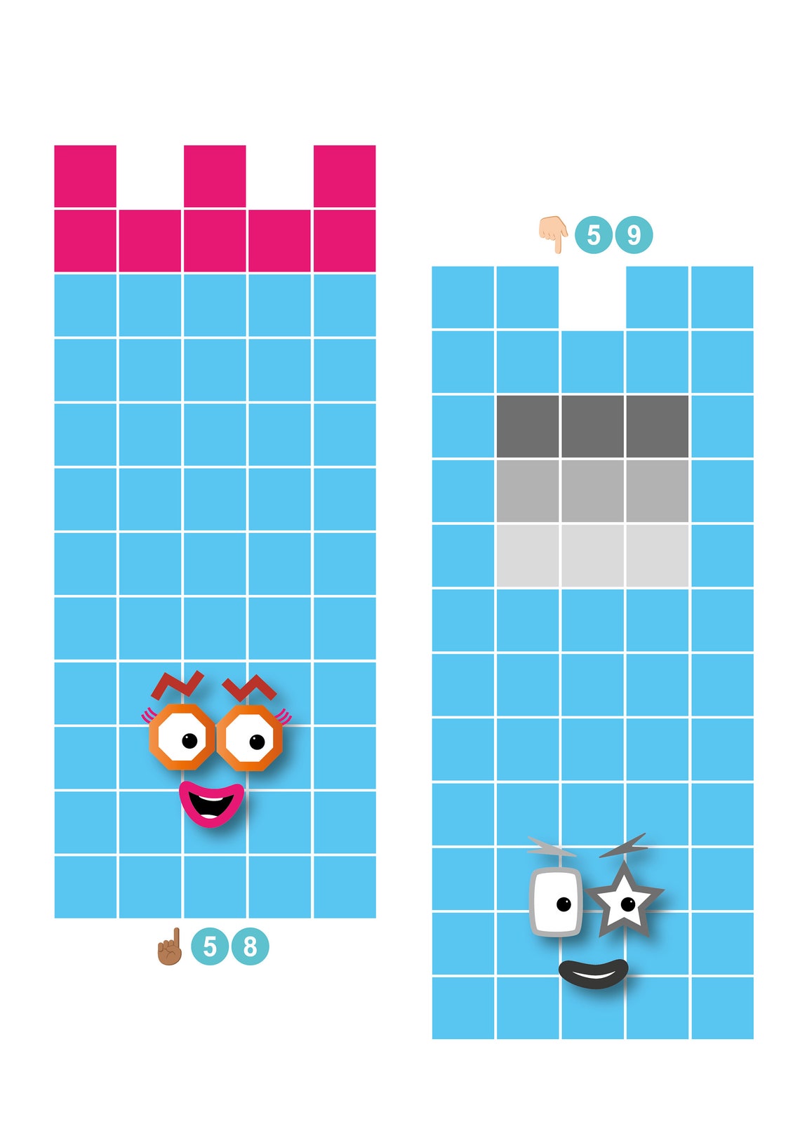 Numberblocks Face Stickers 50-59 Instant Download PDF PNG | Etsy España