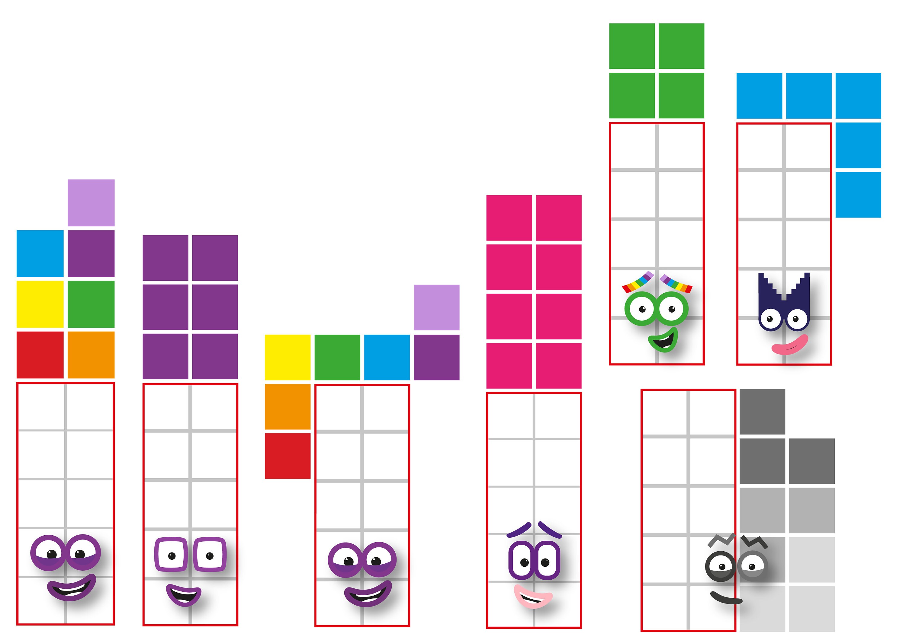Numberblocks Face Stickers 1-19 Instant Download PDF PNG | Etsy UK
