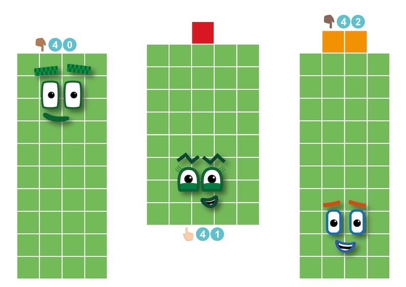 Numberblocks Face Stickers 40-49 Instant Download PDF PNG | Etsy Hong Kong