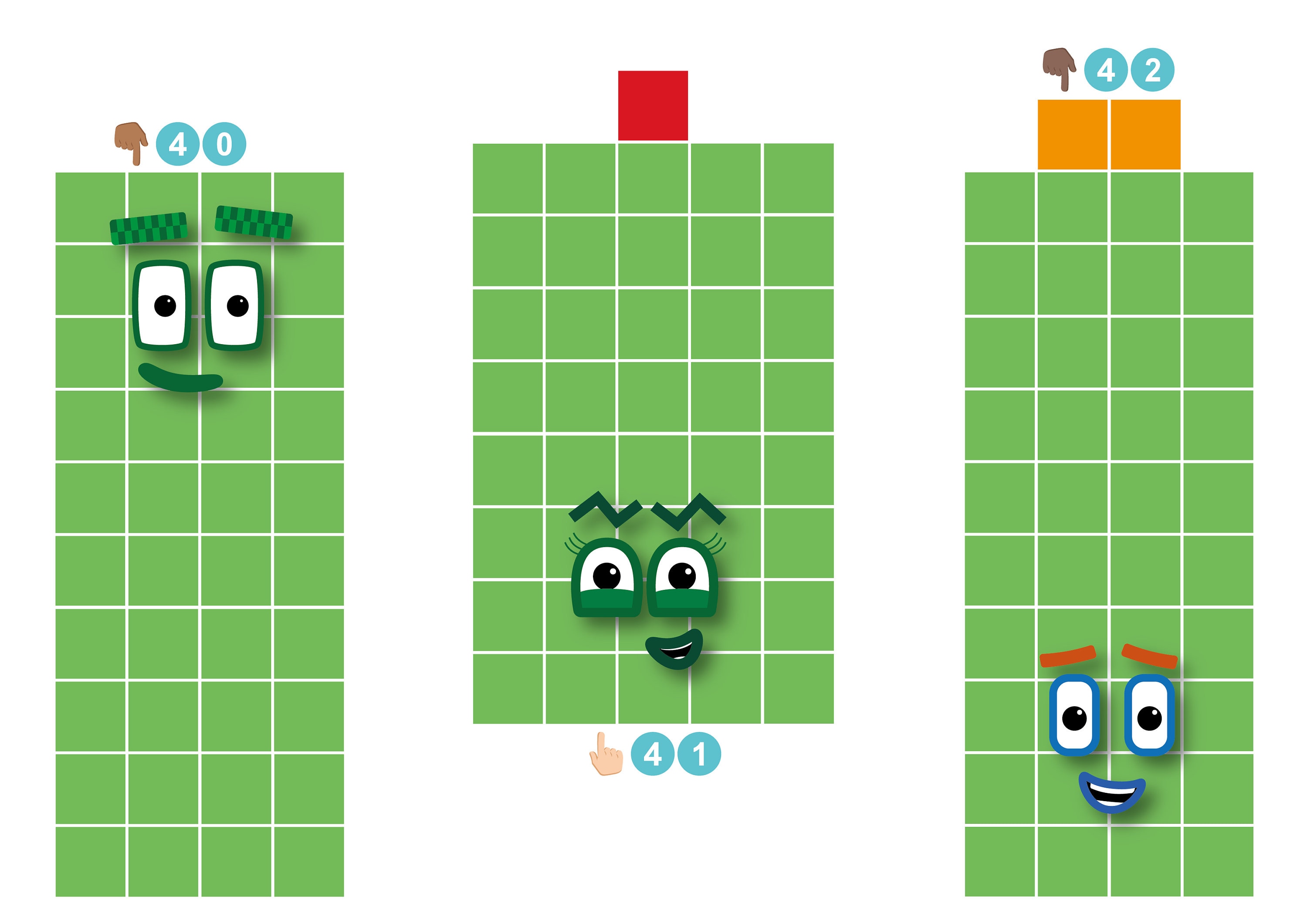 Numberblocks Face Stickers 40-49 Instant Download PDF PNG | Etsy UK