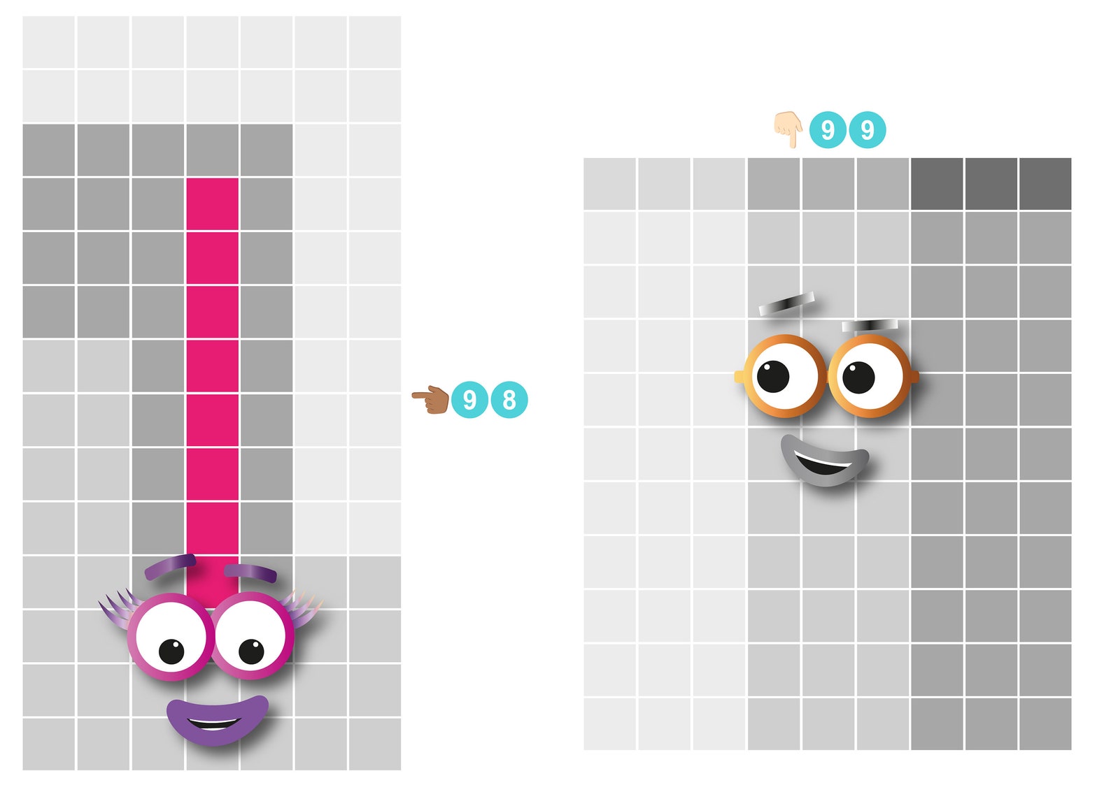 Numberblocks Face Stickers 90-99 Instant Download PDF PNG | Etsy India