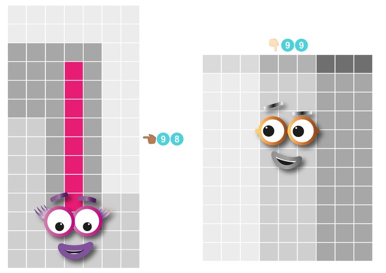 Numberblocks Face Stickers 90-99 Instant Download PDF PNG | Etsy India