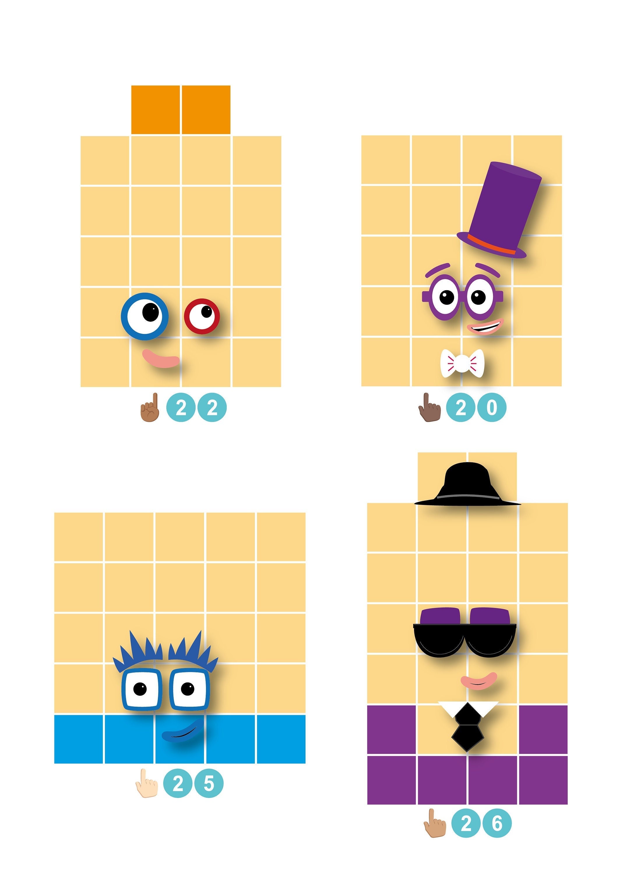 Numberblocks Face Stickers 20-29 Instant Download PDF PNG | Etsy Ireland