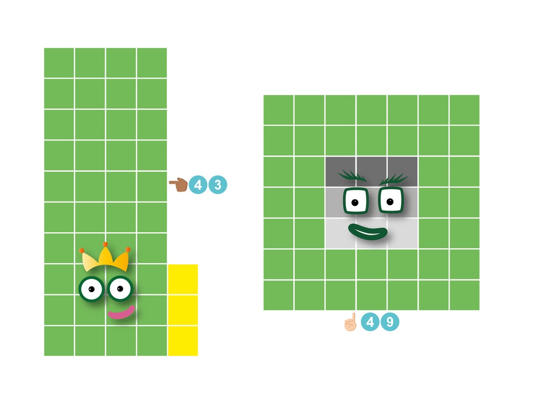 Numberblocks Face Stickers 40-49 Instant Download PDF PNG | Etsy Hong Kong