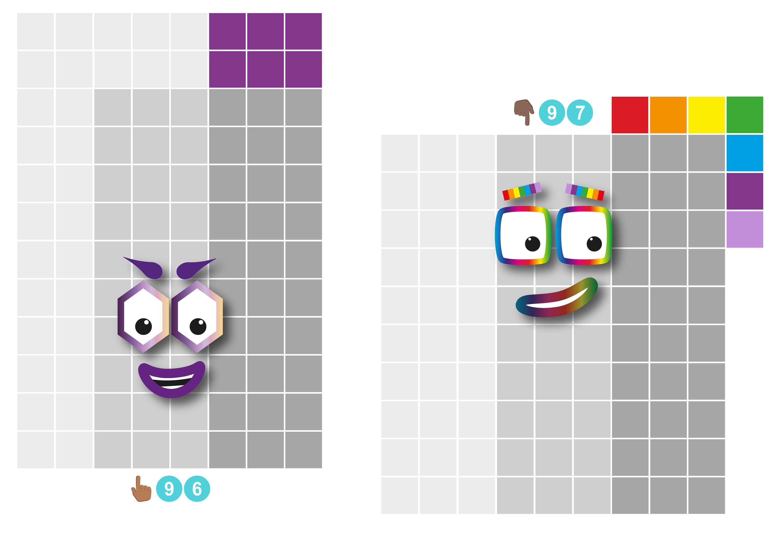 Numberblocks Face Stickers 90-99 Instant Download PDF PNG | Etsy India