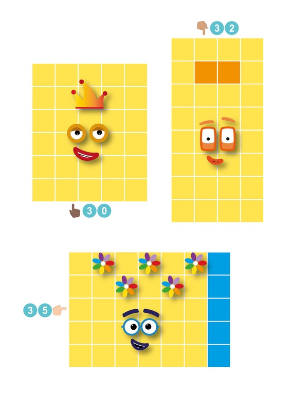 Numberblocks Face Stickers 30-39 Instant Download PDF PNG | Etsy Australia
