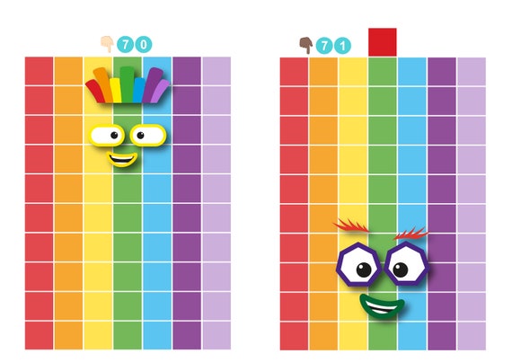 Numberblocks Face Stickers 70-79 Instant Download PDF PNG | Etsy Ireland