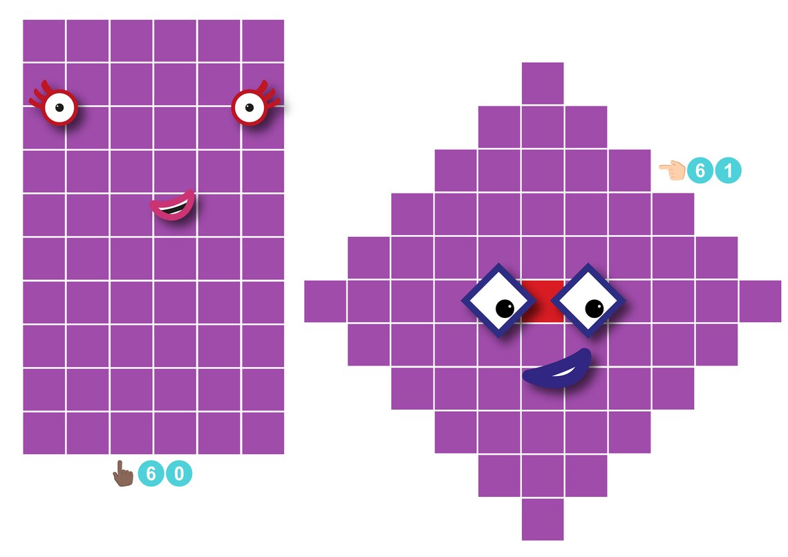 Numberblocks Face Stickers 60-69 Instant Download PDF PNG | Etsy New ...