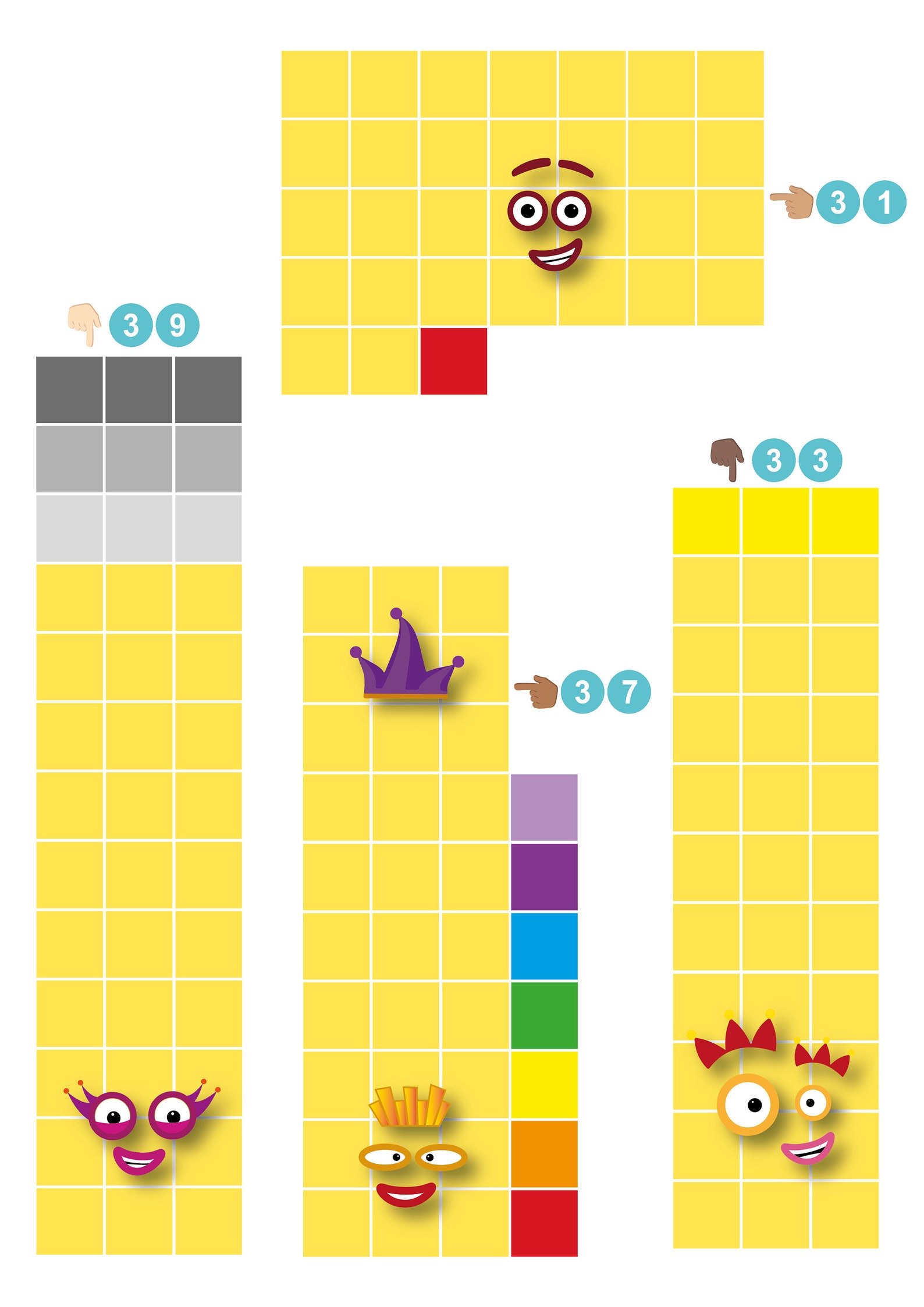 Numberblocks Face Stickers 30-39 Instant Download PDF PNG | Etsy Canada