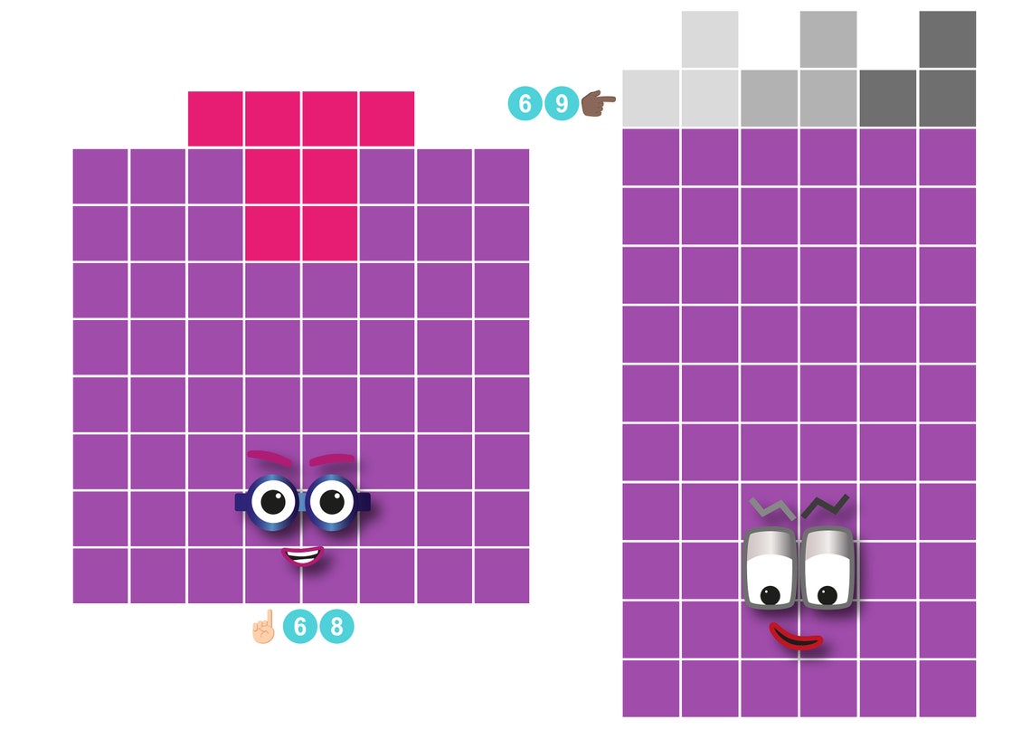 Numberblocks Face Stickers 60-69 Instant Download PDF PNG | Etsy New ...