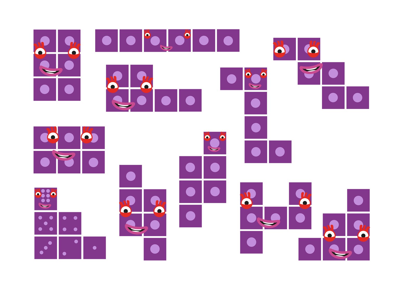 Numberblocks Face Stickers 1-19 Instant Download PDF PNG | Etsy España