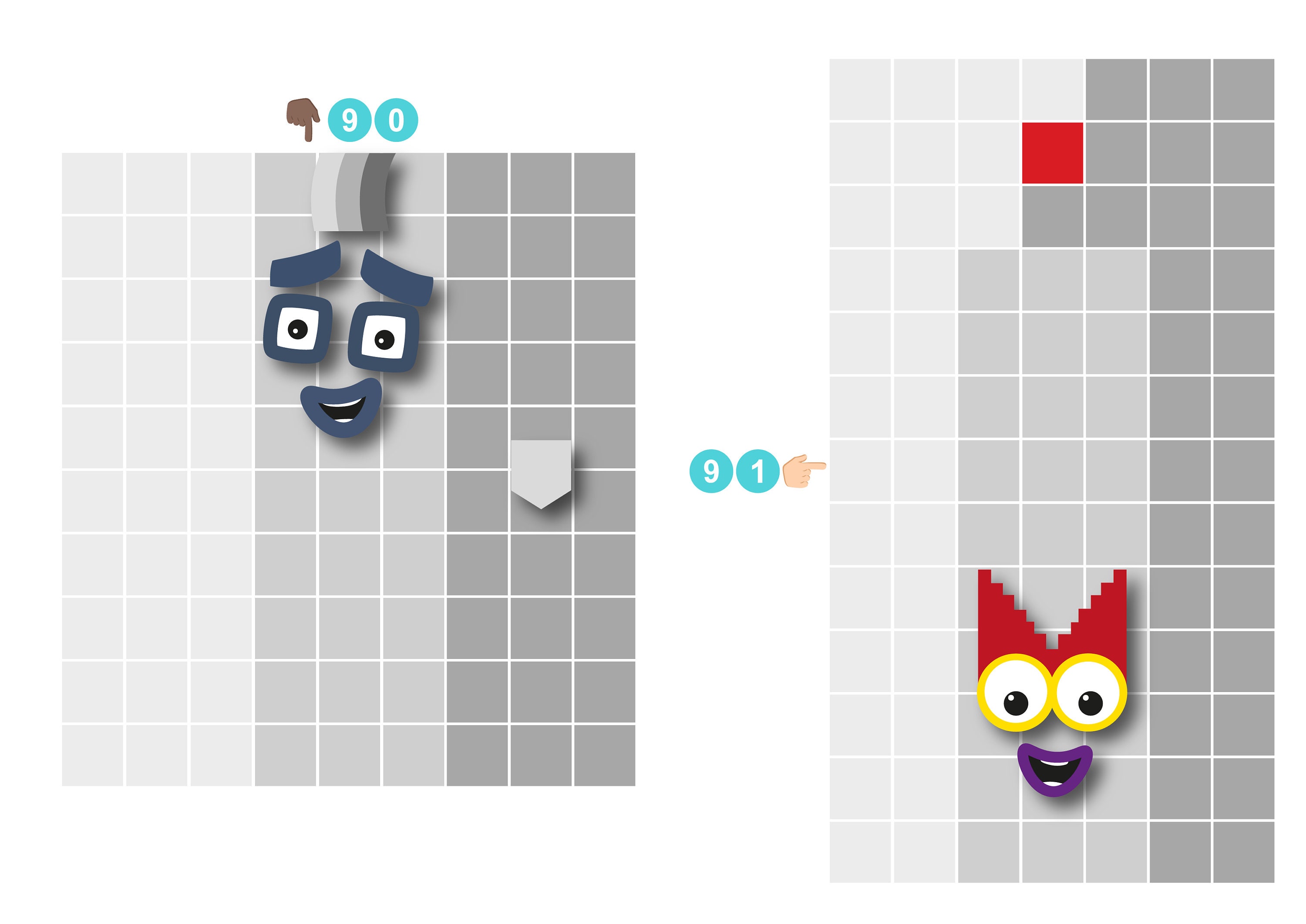 Numberblocks Face Stickers 90-99 Instant Download PDF PNG | Etsy India