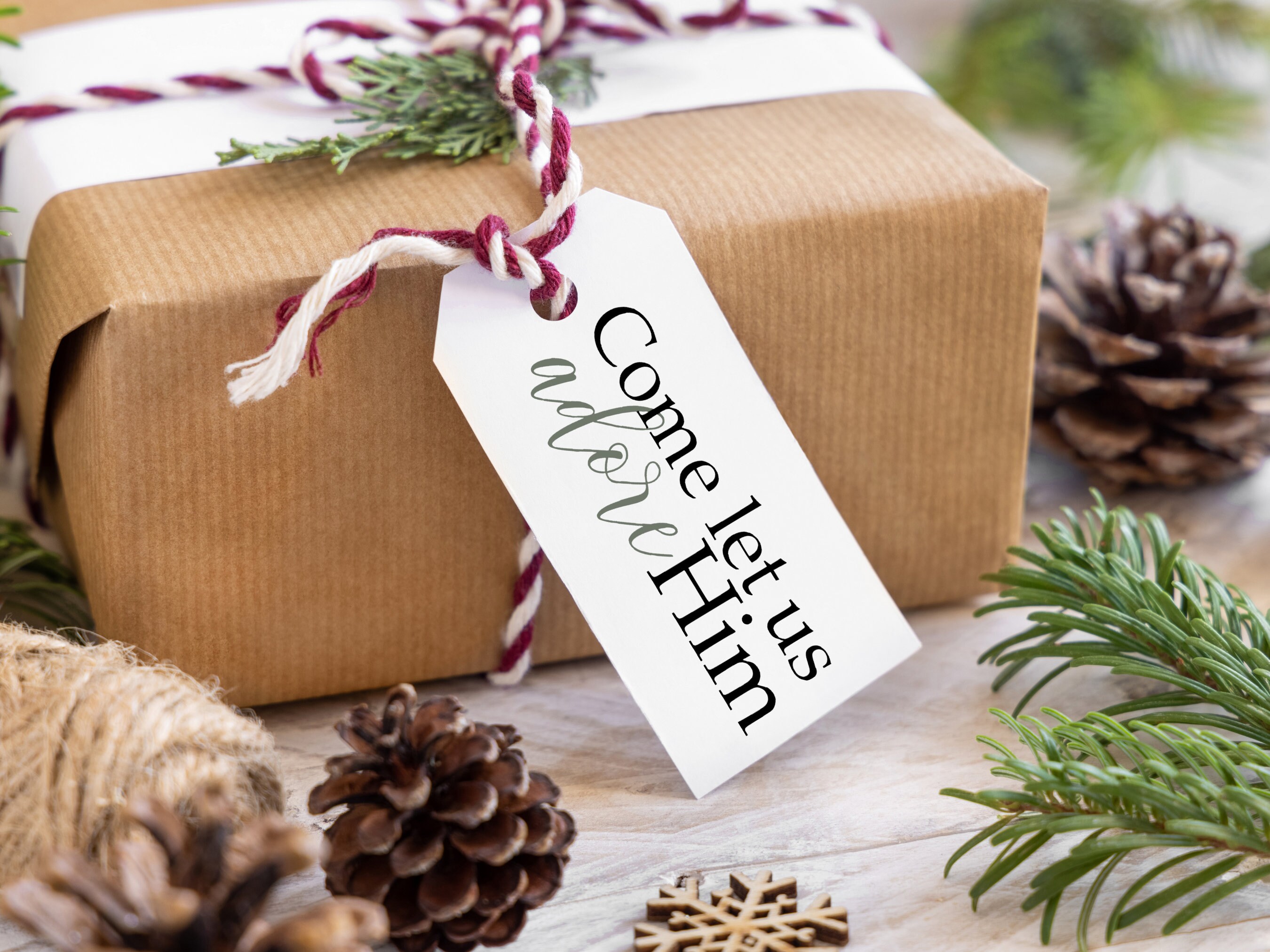 Neutral Christmas Gift Tag Weary World Rejoices Divine Inspiration Good ...