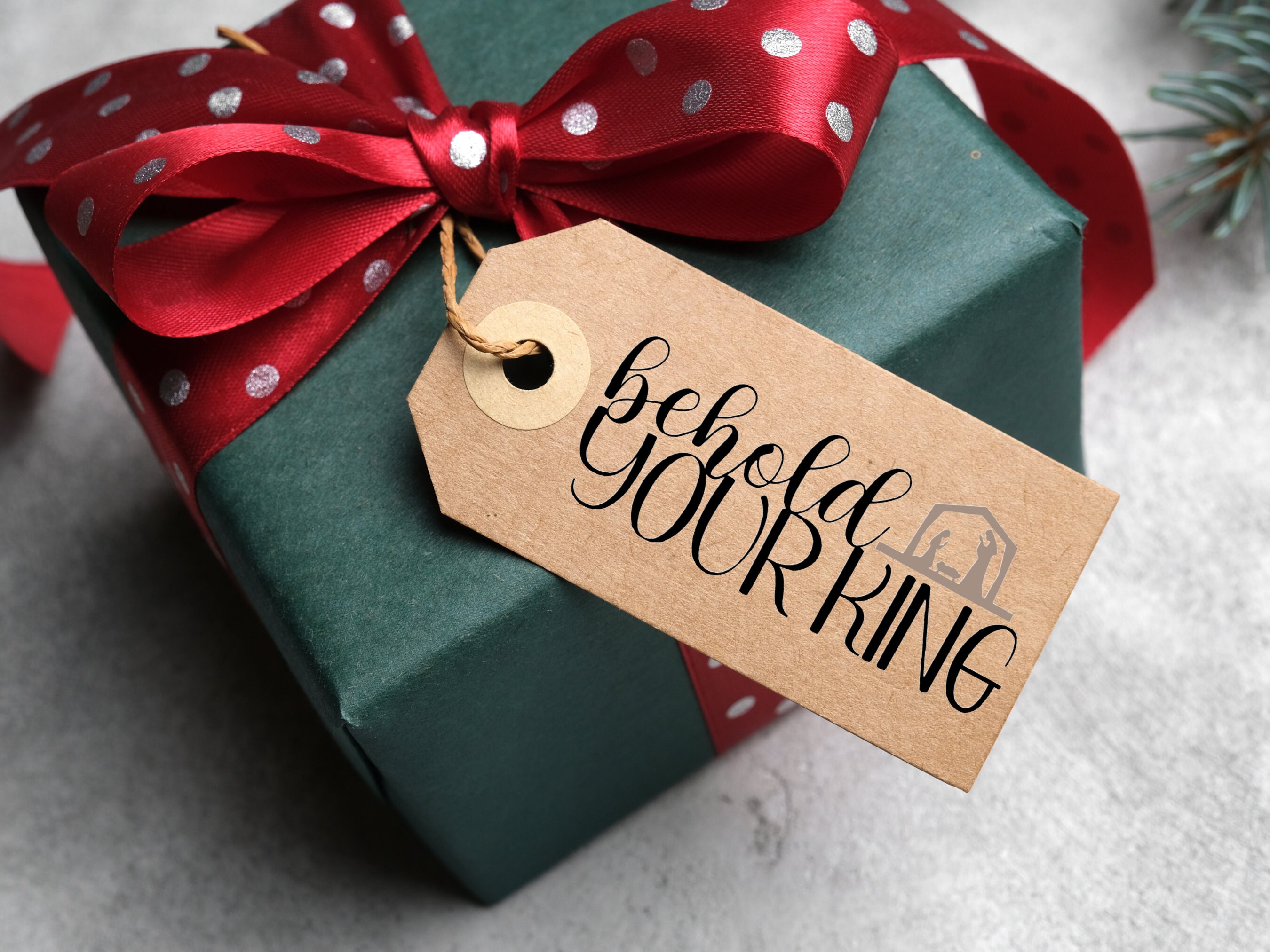 Neutral Christmas Gift Tag Weary World Rejoices Divine Inspiration Good ...