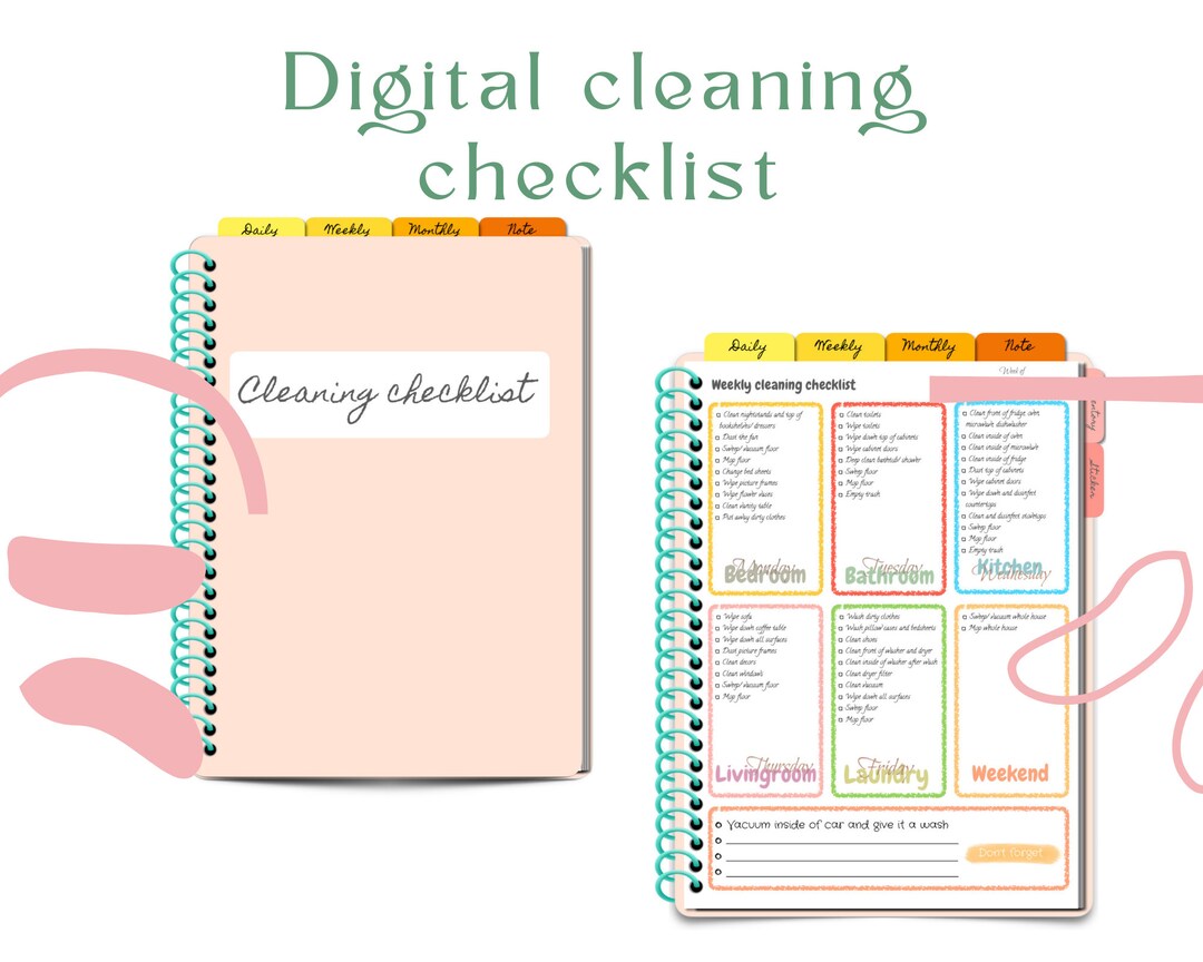 Digital Cleaning Checklist/ Digital Cleaning Journal/ Goodnotes ...