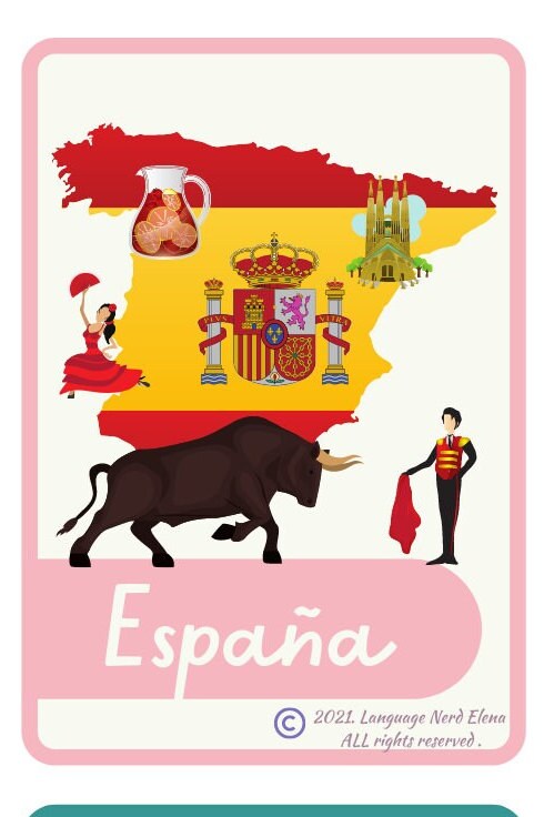 SPANISH Countries Flashcards SPANISH Educational Printable Flashcards ...