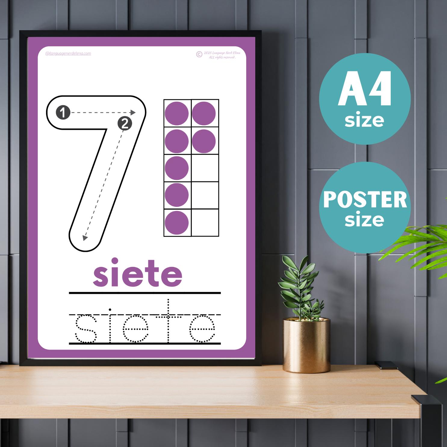 SPANISH Classroom Decor NUMBER Posters With TEN Frames 1-100 Counting ...