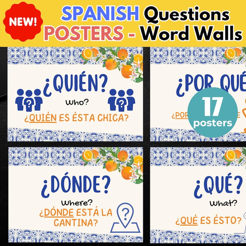 Spanish Classroom Phrases Printable Poster Set Spanish Classroom Decor ...