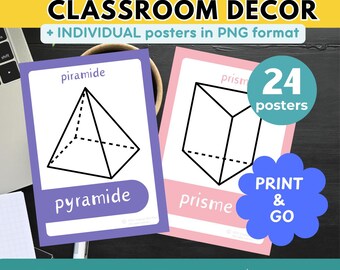 French Shapes Printable Posters, Flashcards Digital Vocab Cards ...