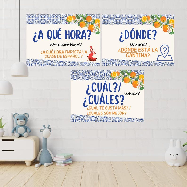 Spanish Question Words Poster Set, Classroom Decor (printable ...