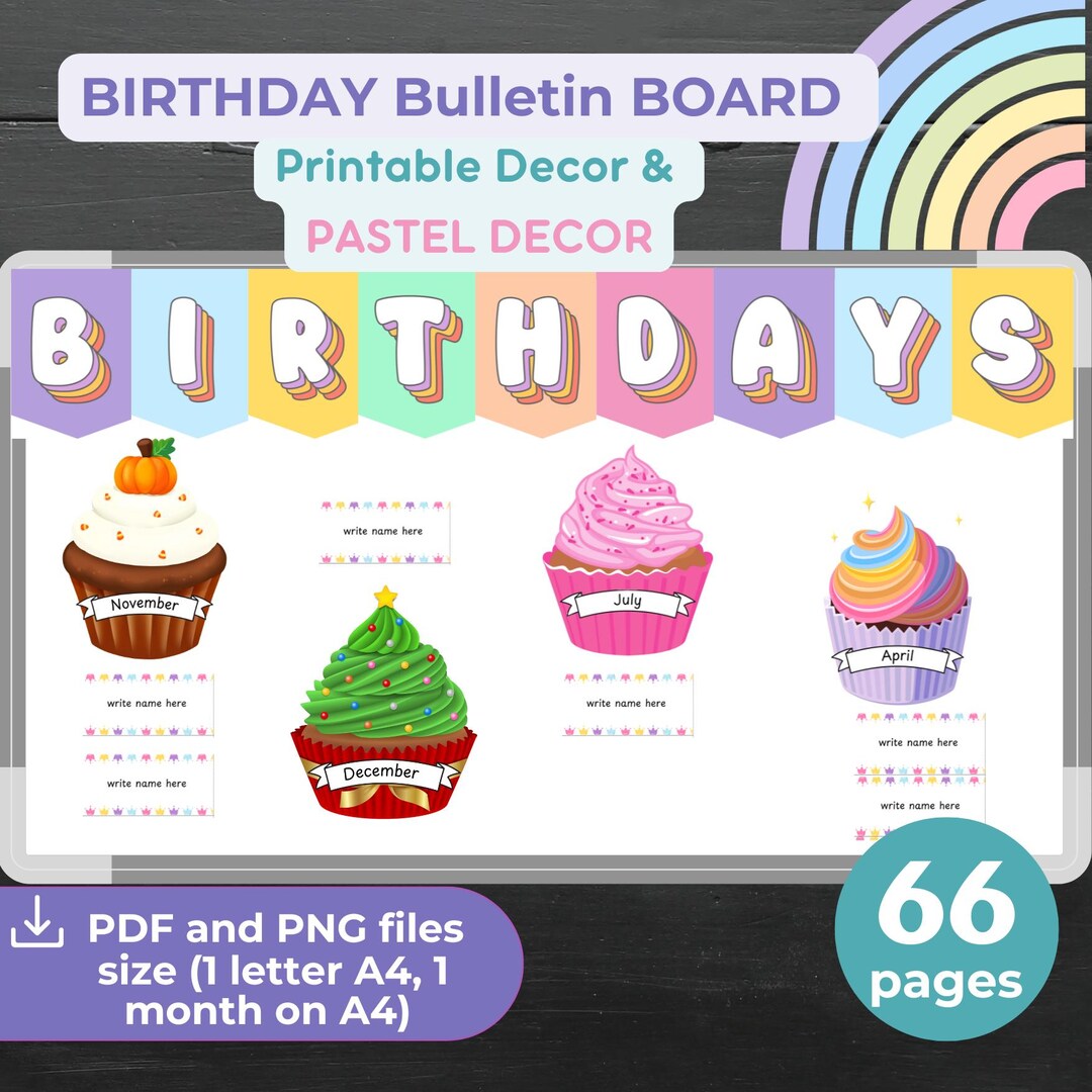 Birthday Bulletin Board Display Pastels CLASSROOM Decor Classroom ...