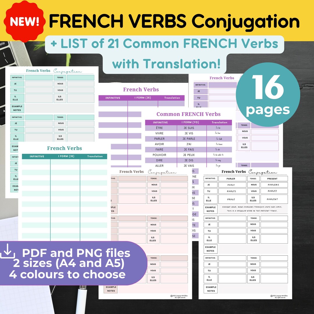 French English Pdf Conjugating FRENCH Language VERB Conjugation ...