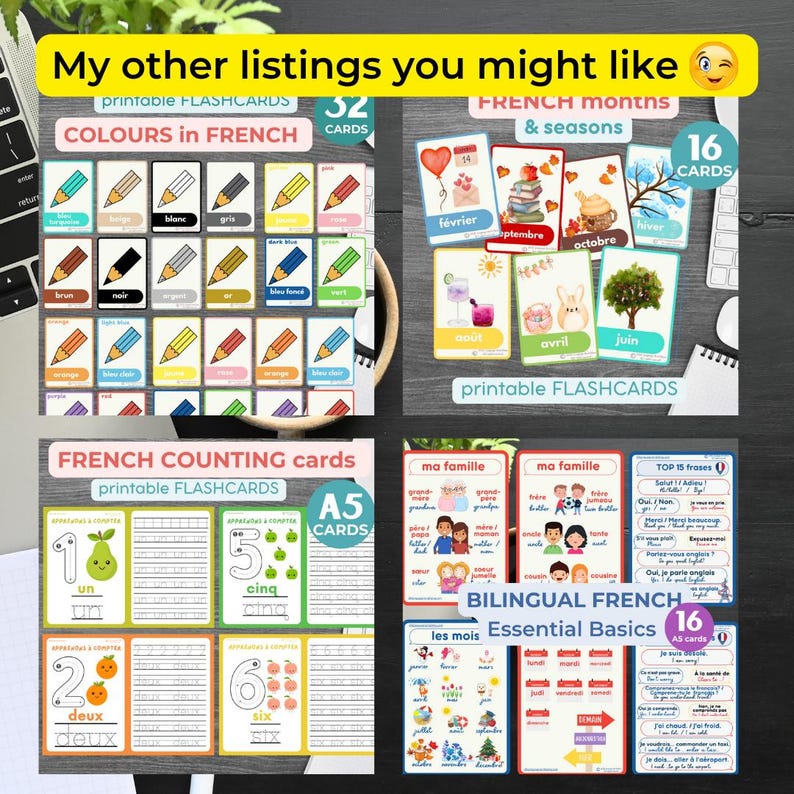 Learn FRENCH Number Tracing Flashcards Printable Counting Learn Numbers ...