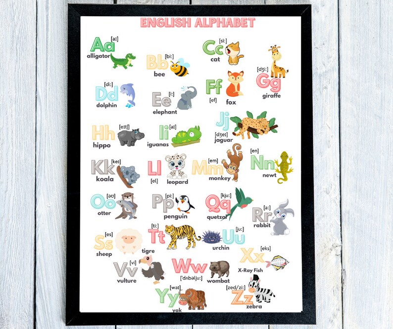 ENGLISH ALPHABET Poster in 2 Designs English for BEGINNERS Educational ...
