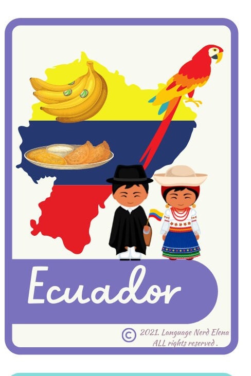 SPANISH Countries Flashcards SPANISH Educational Printable Flashcards ...