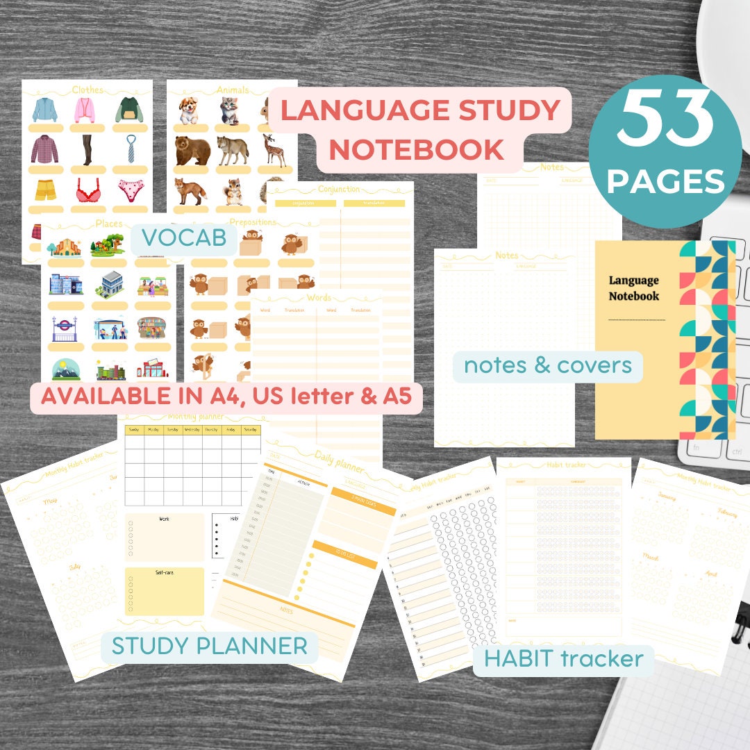 LANGUAGE LEARNING PLANNER Printable,language Study Notebook,vocabulary ...