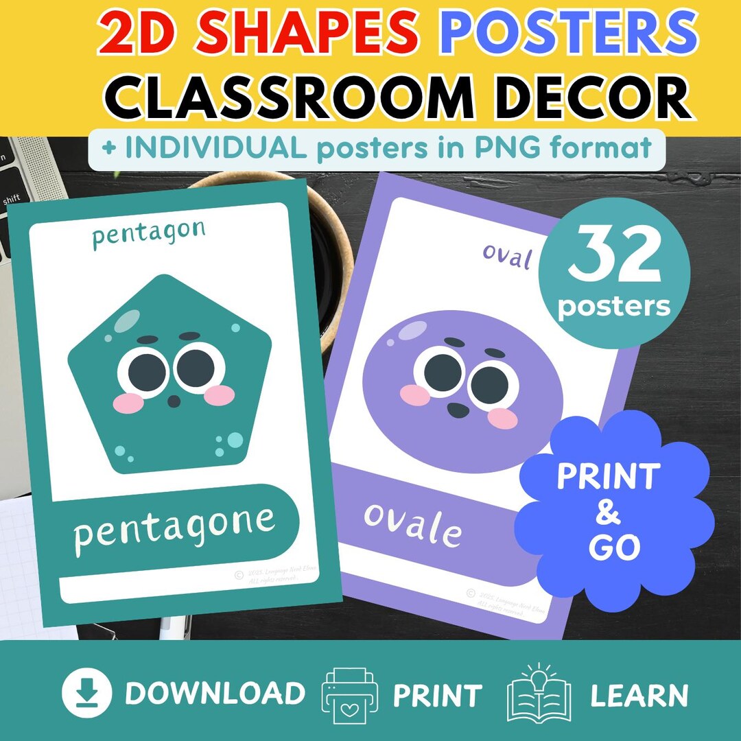 French 2D Shapes Posters: Bilingual Classroom Decor (PDF) French Hacks ...