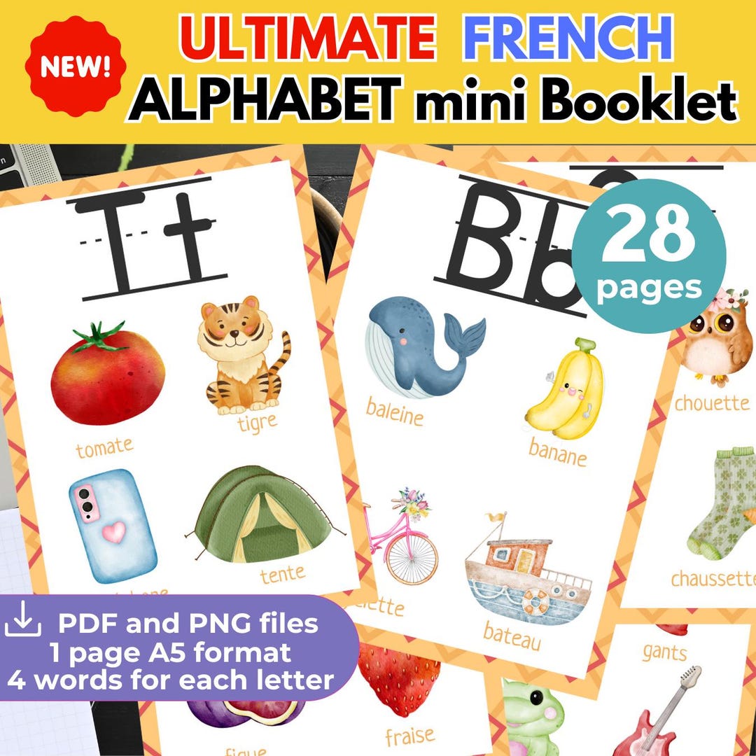 French Alphabet Booklet: Watercolor Letters & Words (digital Download ...