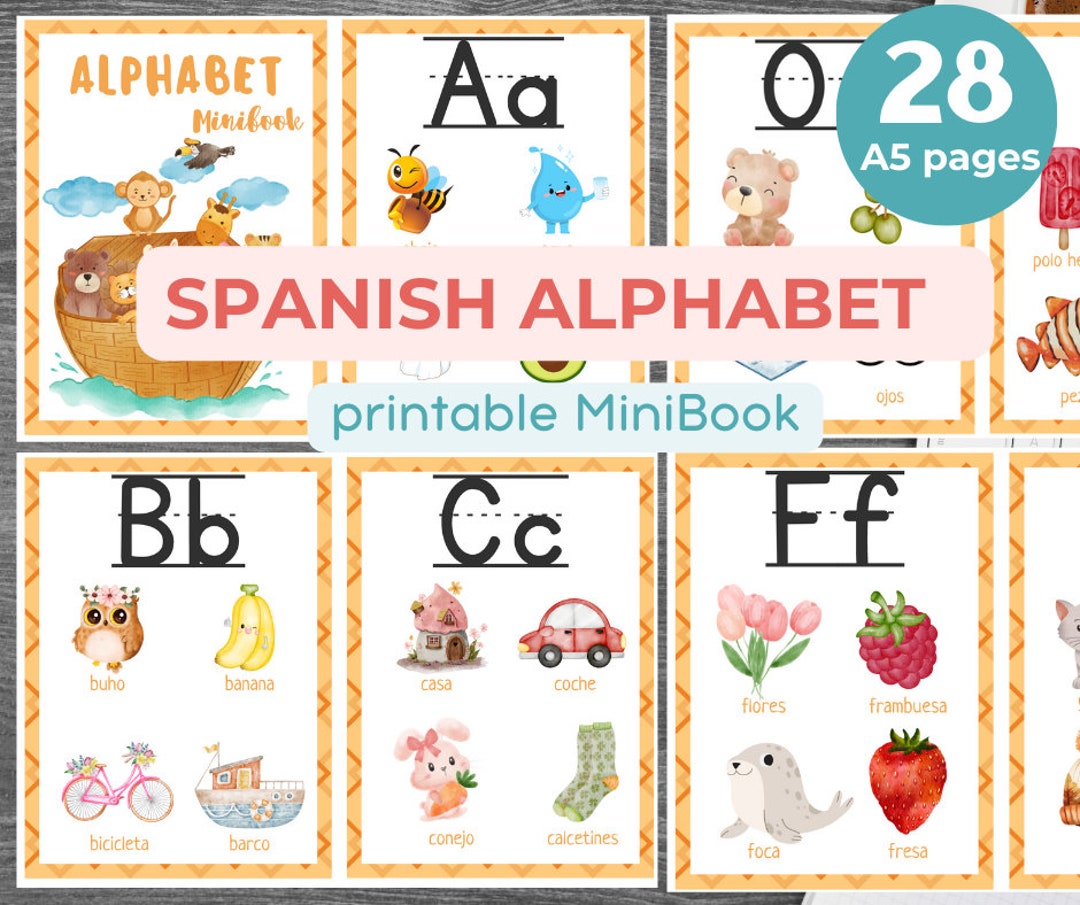 SPANISH ALPHABET Book With 4 Words per Letter Educational Printable ...