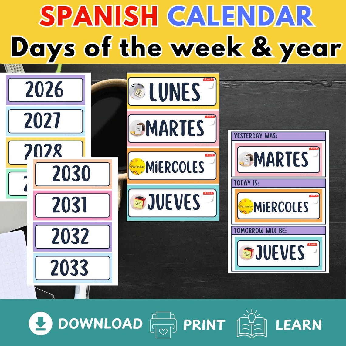 SPANISH CLASSROOM DECOR Calendar Display Bulletin Board Spanish ...