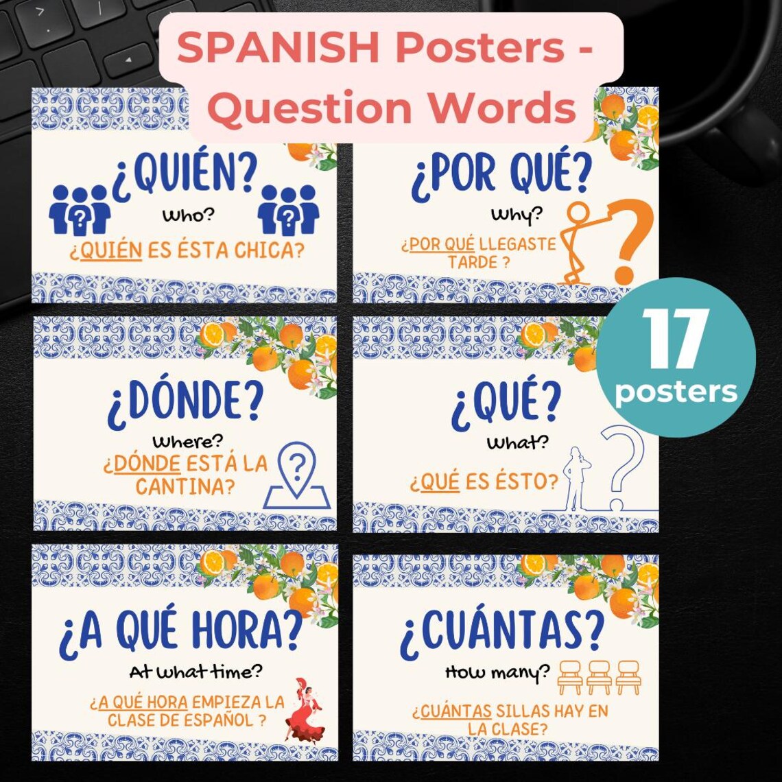 Spanish Classroom Phrases Printable Poster Set Spanish Classroom Decor ...