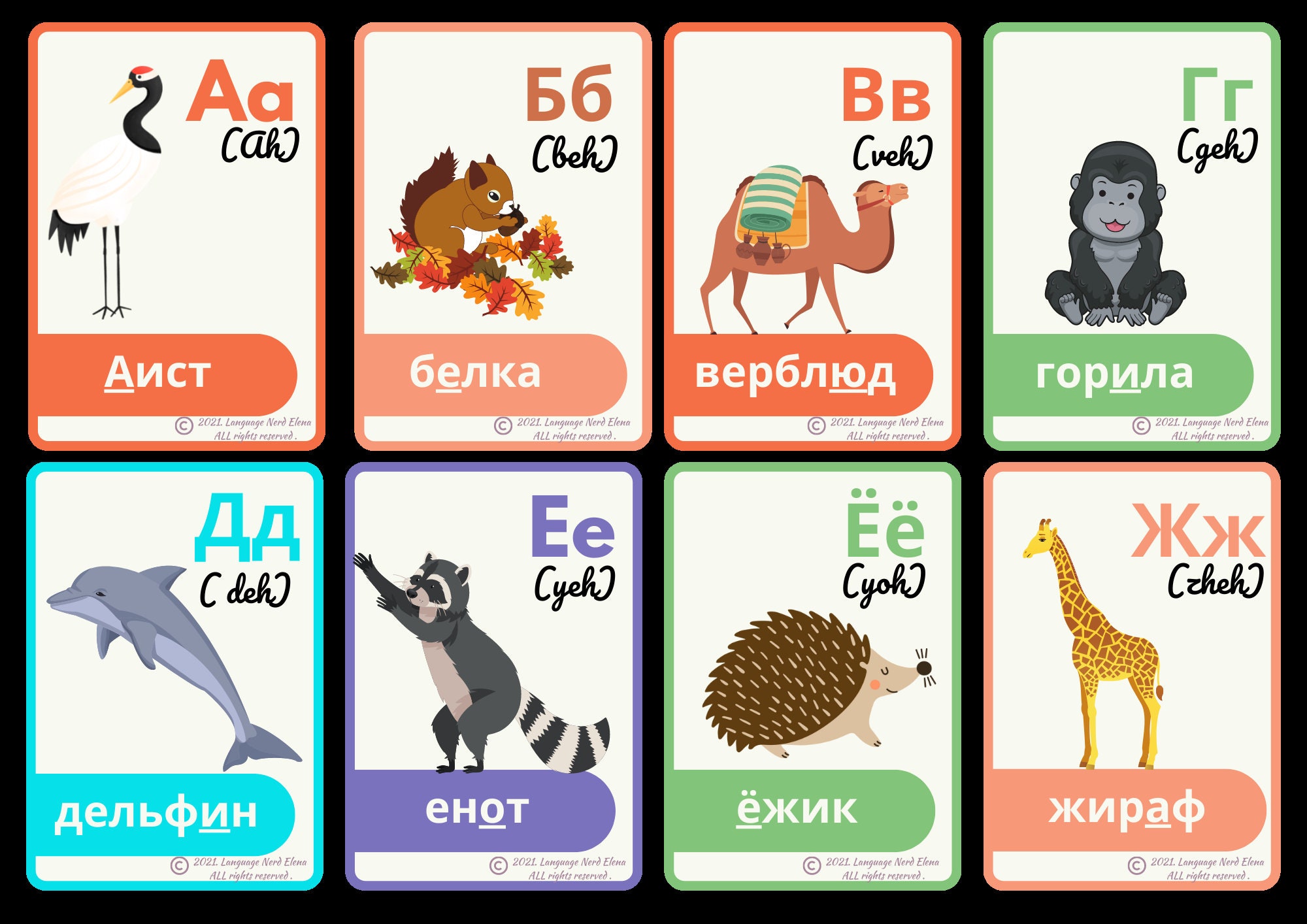 RUSSIAN ALPHABET Flashcards in 2 Designs Russian Alphabet - Etsy